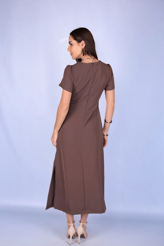 Vestido Alfaiataria com Manga Marrom